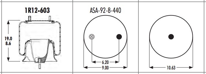 1R12-603 Goodyear Air Spring 566-24-3-108 PISTON 566-20-7-322